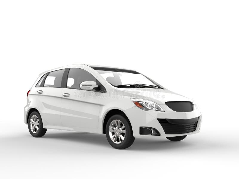 White Modern Affordable Compact Car Stock Illustration - Illustration ...