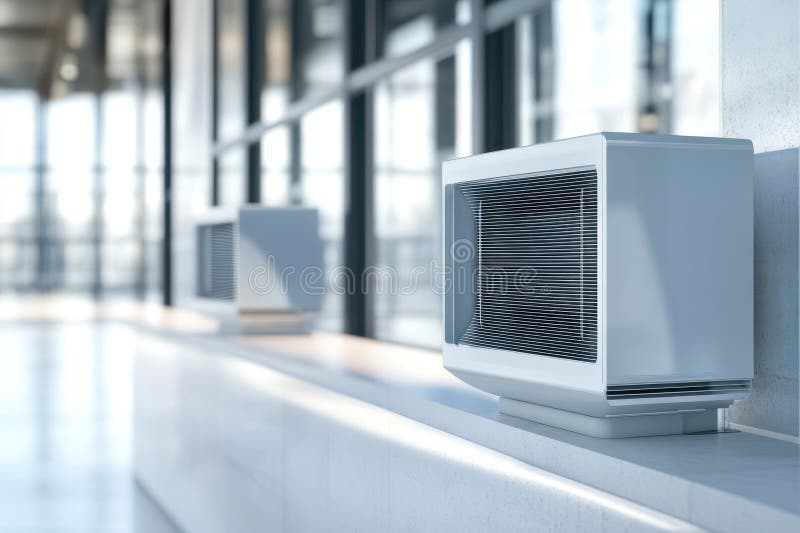 White Modern Air Conditioning Units Installed in a Bright, Spacious ...
