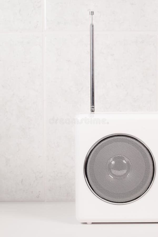 White Modern Bathroom Radio Stock Image - Image of buttons, clear: 27147143