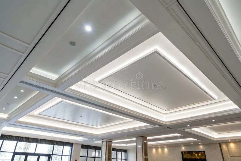 White Modern Ceiling with Clean Lines Stock Illustration - Illustration ...