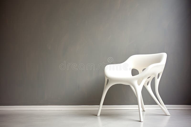 A White Modern Chair Against a Monochrome Wall Stock Image - Image of ...