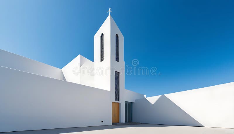 Minimalist Modern Church Architecture with Clean White Walls and Sharp ...