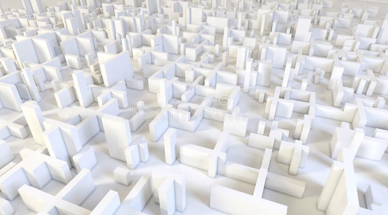 White Modern City, Aerial View. 3D Rendering Stock Illustration ...
