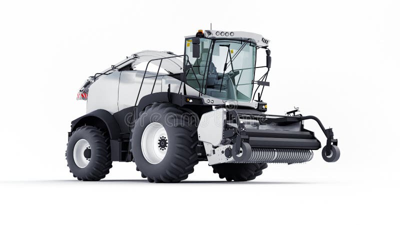 White Modern Combine on a White Background. 3d Rendering. Stock ...