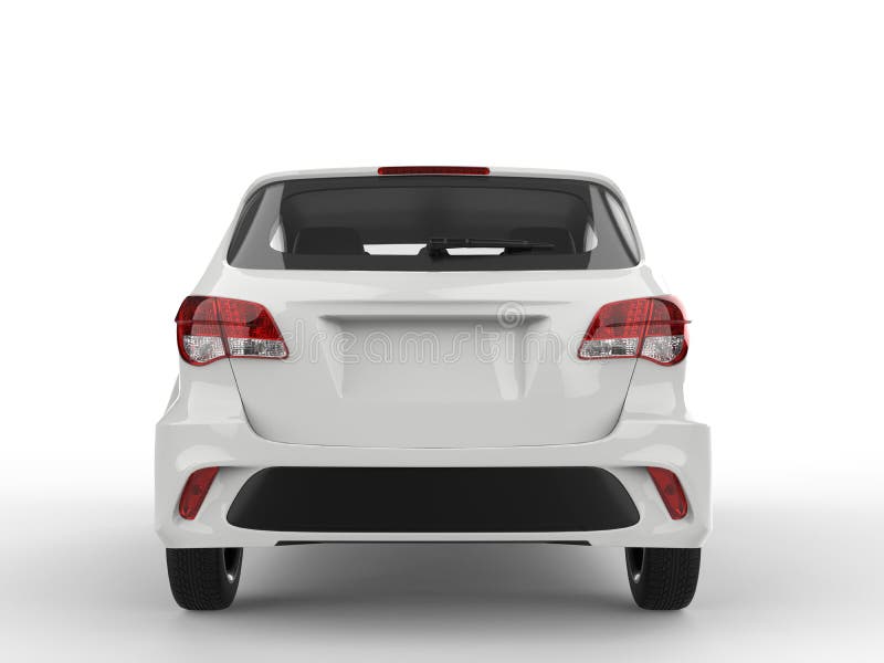 White Modern Compact Car - Back View Stock Illustration - Illustration ...