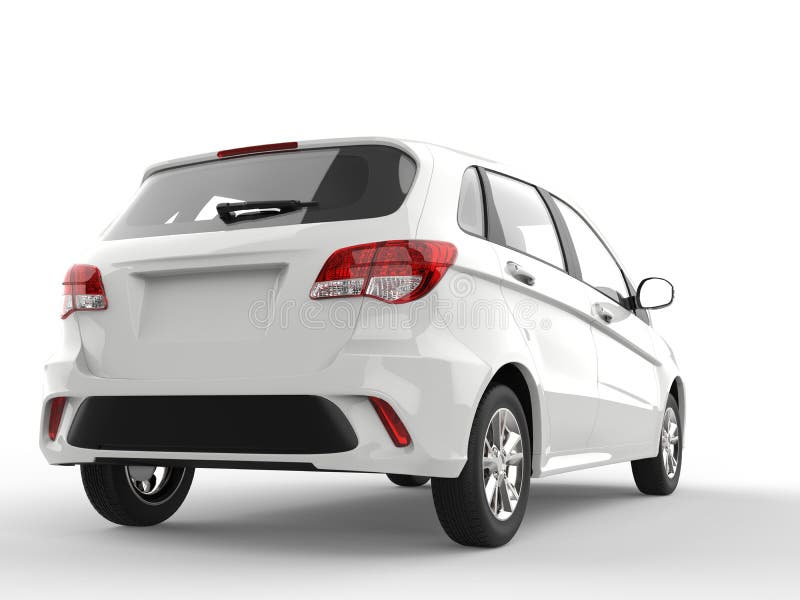 White Modern Compact Car - Rear View Stock Illustration - Illustration ...