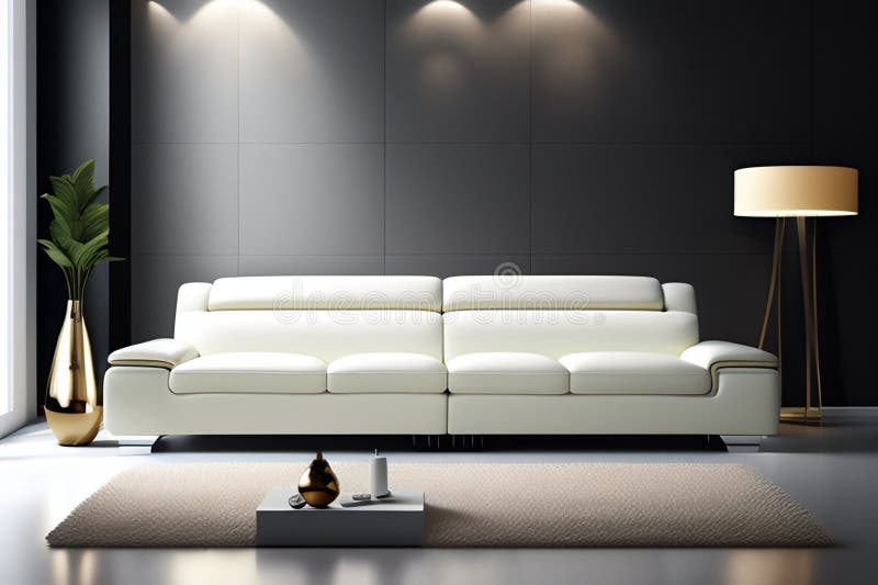 White and Modern Designed Sofa Stock Illustration - Illustration of ...