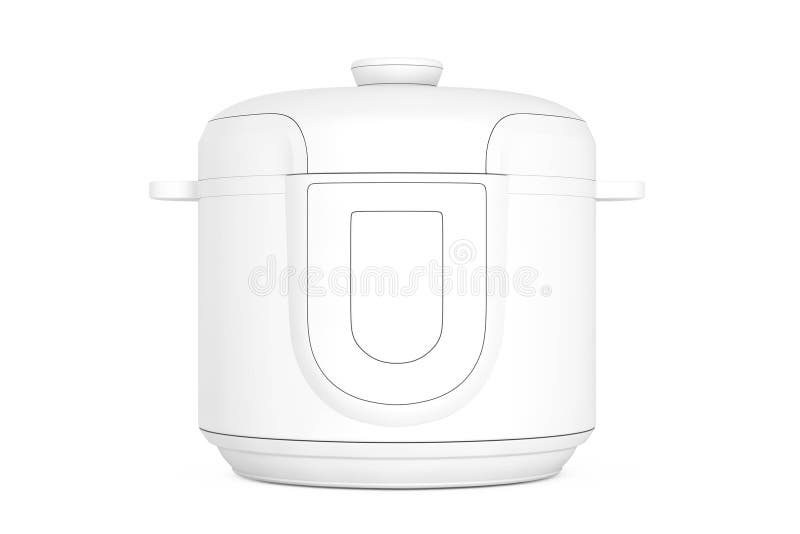 White Modern Electric Multi Cooker in Clay Style. 3d Rendering Stock ...