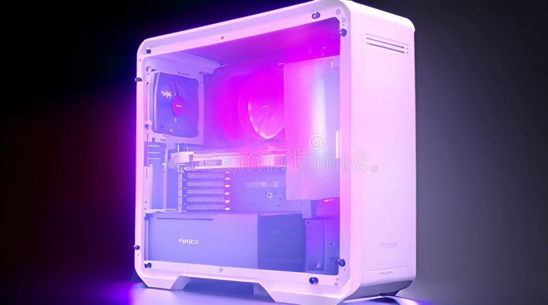White Modern Gaming Computer with Led Lights Stock Video - Video of ...