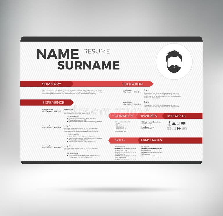 White Modern Horizontal Minimalistic Personal Vector Resume - Cv ...