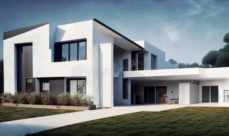 White modern house stock illustration. Illustration of facade - 293557344