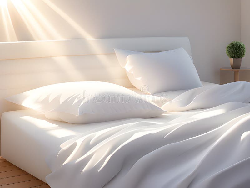 White Modern Interior with Bed. 3d Illustration Stock Illustration ...