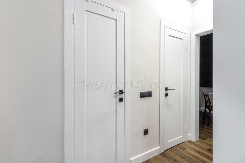 White Modern Interior Door in an Apartment with a Simple Interior Stock ...