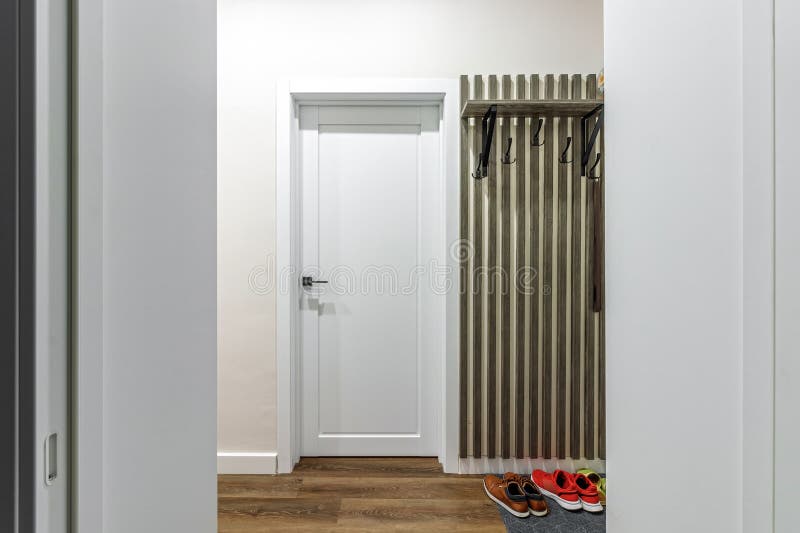 White Modern Interior Door in an Apartment with a Simple Interior Stock ...