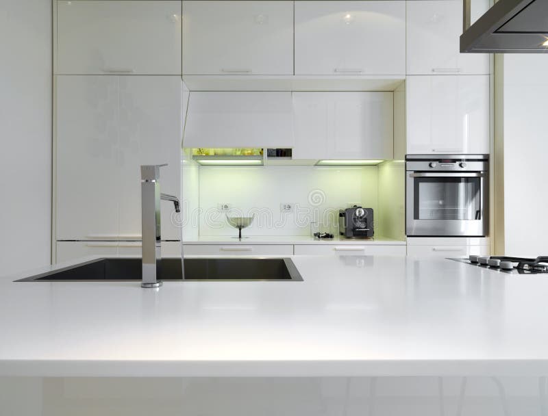 White modern kitchen stock photo. Image of furniture - 20858104