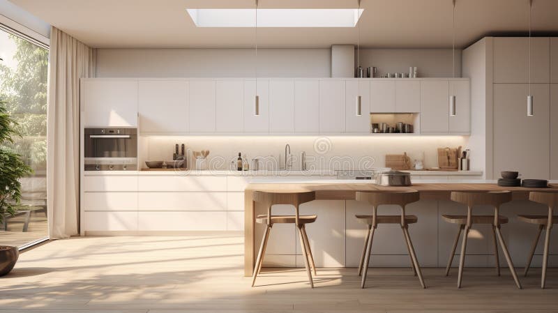 White Modern Kitchen. Modern Light Interior Stock Image - Image of ...