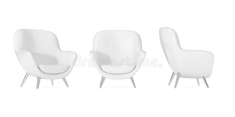 White Modern Leather Oval Shape Relax Chair in Clay Style. 3d Rendering ...