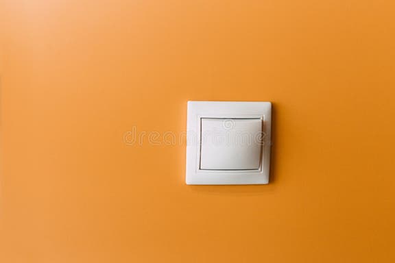 White Modern Light Switch on a Yellow Wall Stock Image - Image of ...