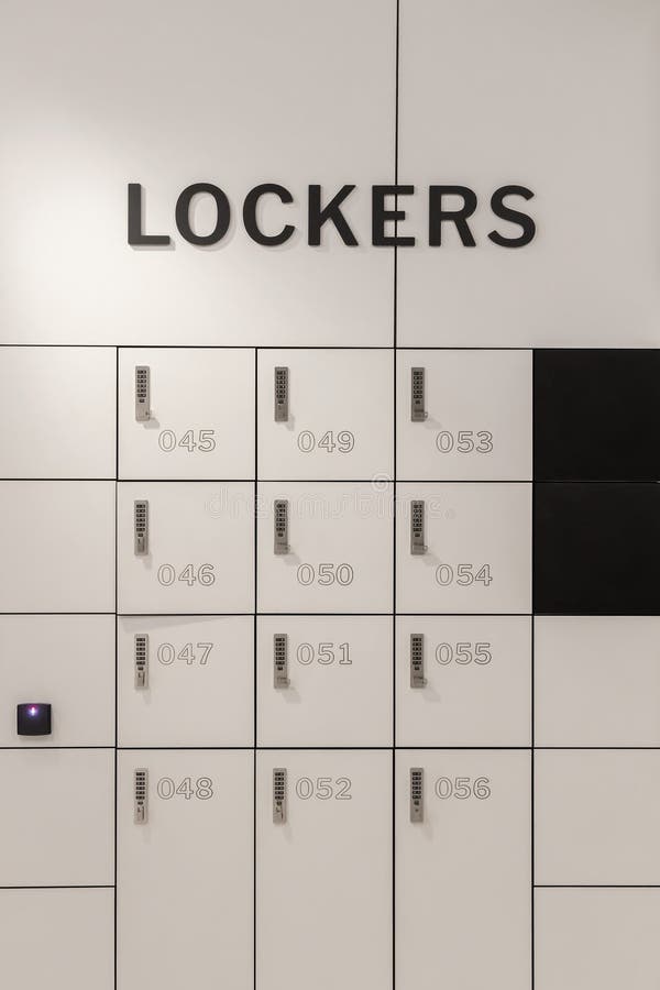 White Modern Metal Storage Wall Stock Image - Image of room, high ...