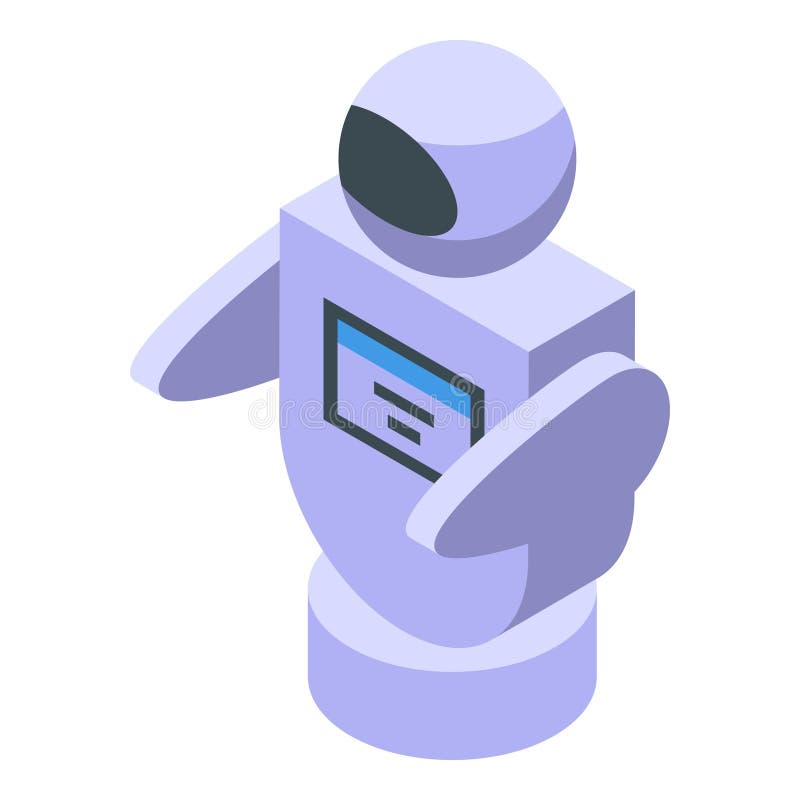 White Modern Robot Showing Data on Display Isometric View Stock ...