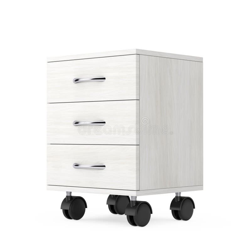 White Modern Room Bedside Table with Wheels. 3d Rendering Stock ...