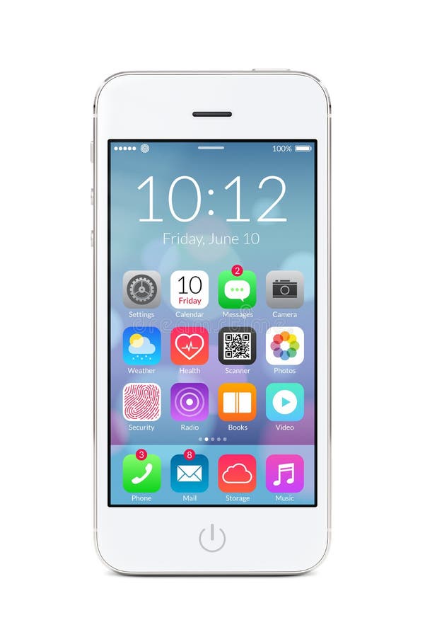 White Modern Mobile Smart Phone with Blank Screen Stock Image - Image ...