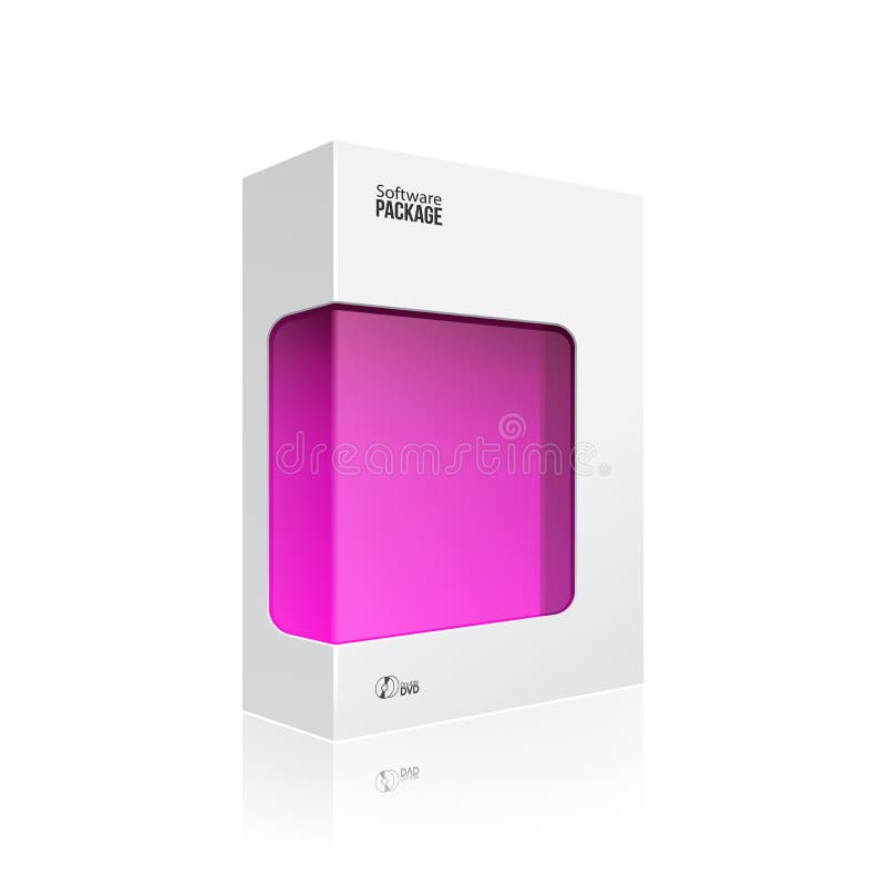 White Modern Software Product Package Box with Pink Violet Purple ...