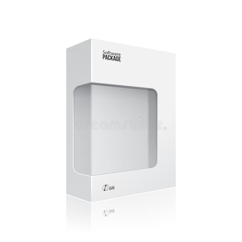 White Modern Software Product Package Box with Window for DVD or CD ...