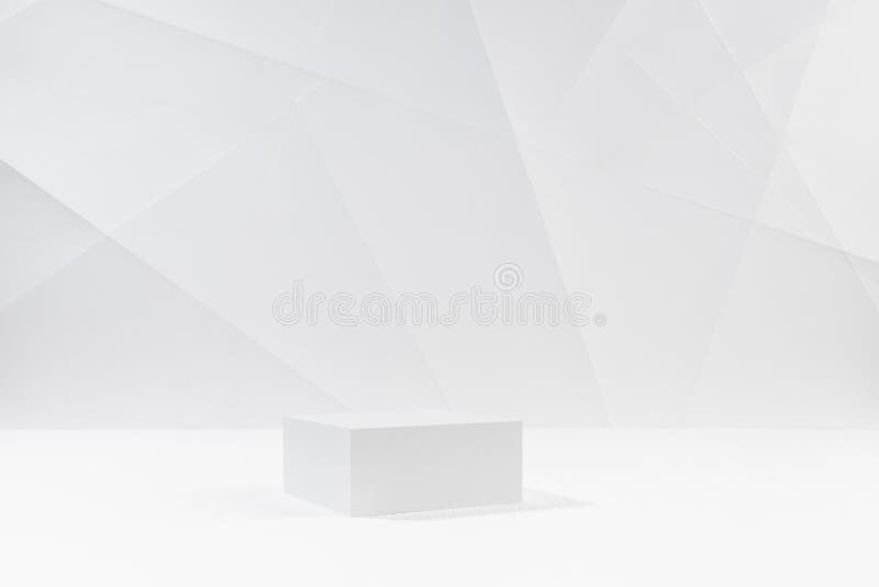 White Modern Stage with Square Podium in Hard Light Mockup in White ...