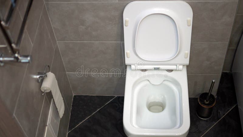 White Modern Toilet Bowl in the Toilet Top View Stock Image - Image of ...