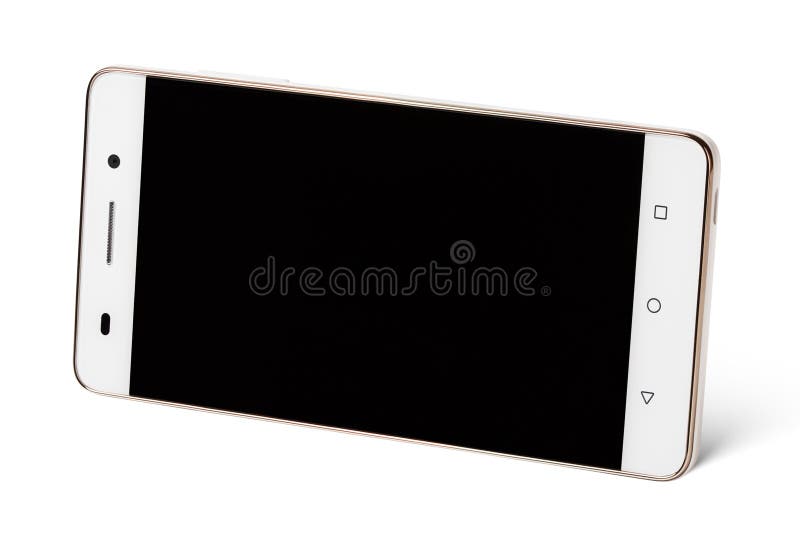 White Modern Touch Screen Smartphones in Horizontal Stock Image - Image ...