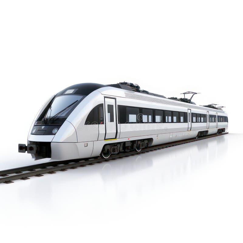 White Modern Train Isolated on White Created with Generative AI. Fast ...