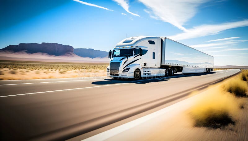 White Modern Truck Run Fast for Delivering, Illustration Ai Generative ...