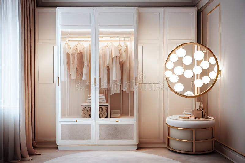 Wardrobe with closing stock illustration. Illustration of storage ...