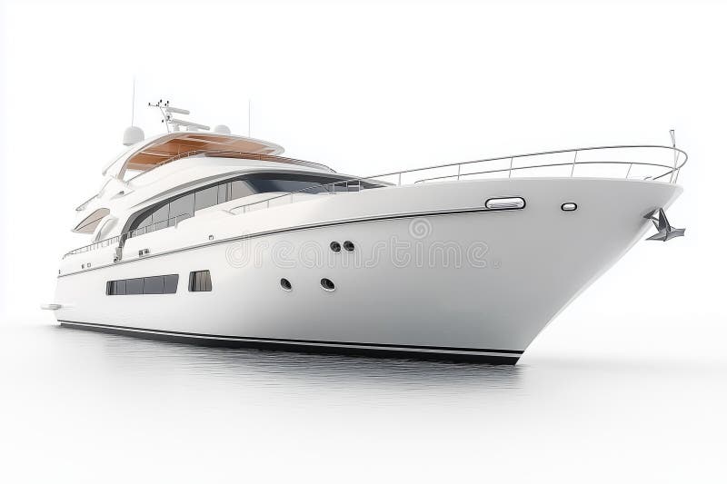 White Modern Yacht Isolated on White Background Stock Image - Image of ...
