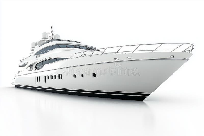 White Modern Yacht Isolated on White Background Stock Photo - Image of ...