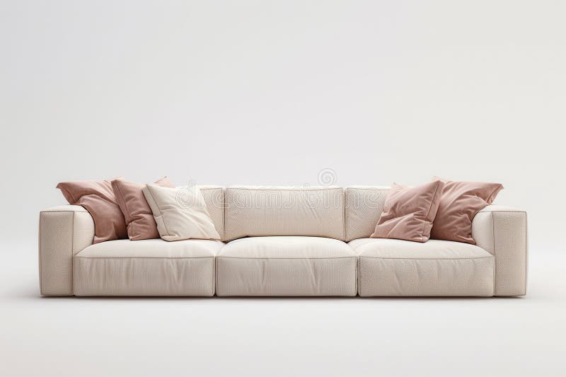 A White Modular Sofa with Pink Throw Pillows in a Minimalist Studio ...