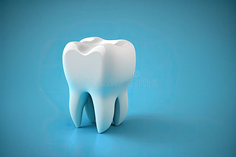 White Molar Tooth on a Blue Background, Oral Hygiene. Generative Ai ...
