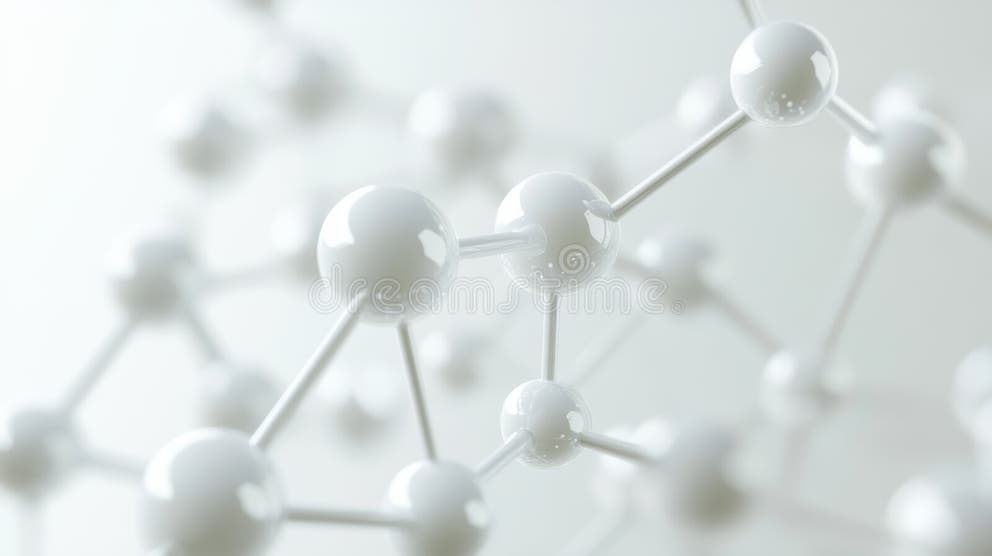 White Molecular Structure on Light Background with 3d Spheres and ...