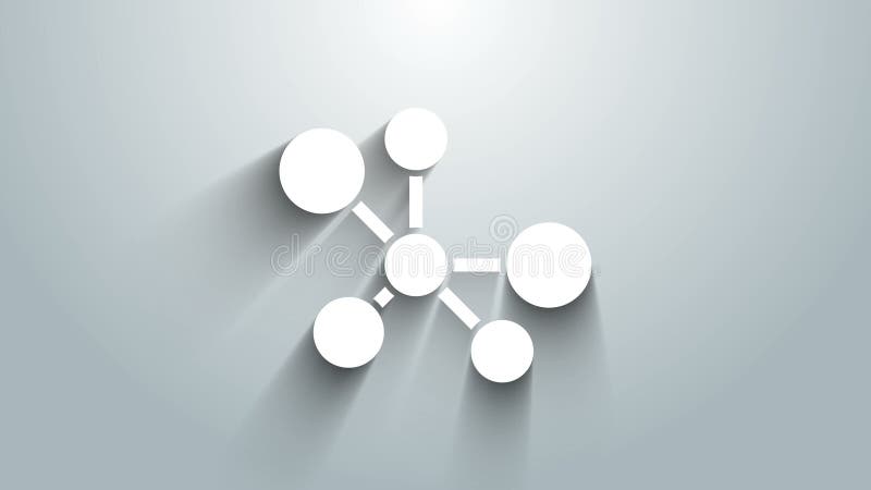 White Molecule Icon Isolated on Grey Background. Structure of Molecules ...