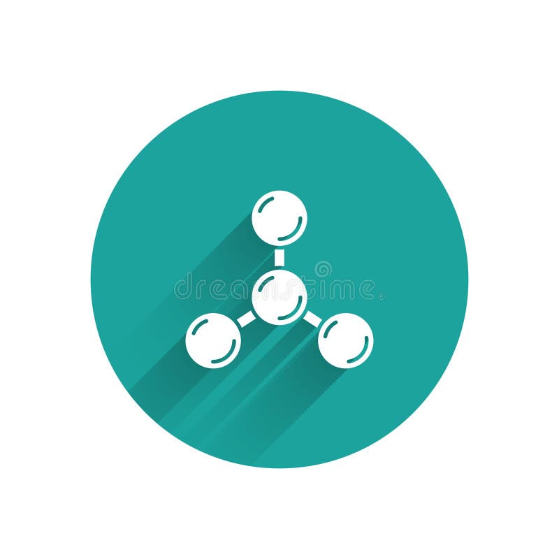 White Molecule Icon Isolated with Long Shadow. Structure of Molecules ...