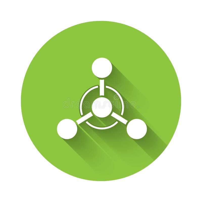 White Molecule Icon Isolated with Long Shadow. Structure of Molecules ...