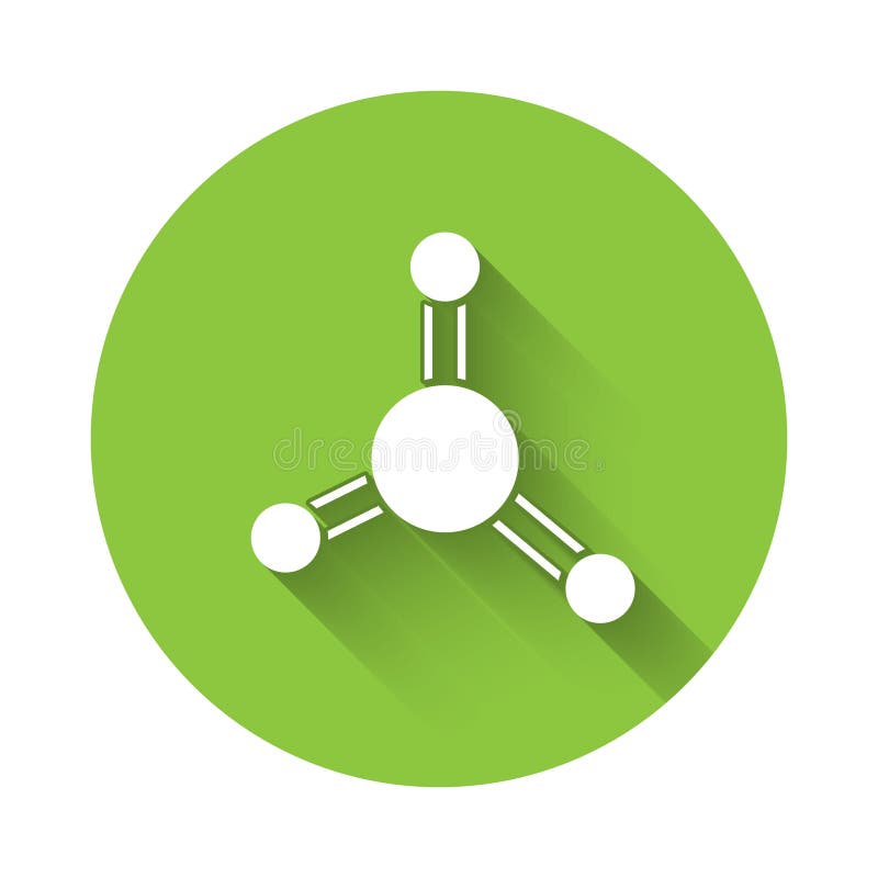 White Molecule Icon Isolated with Long Shadow. Structure of Molecules ...
