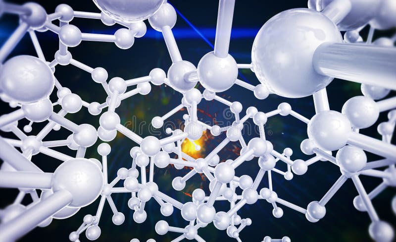 White Molecule Structures on Dark Blue Background Stock Illustration ...