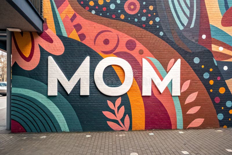 White MOM Lettering with Abstract Background - Generated by Ai Stock ...
