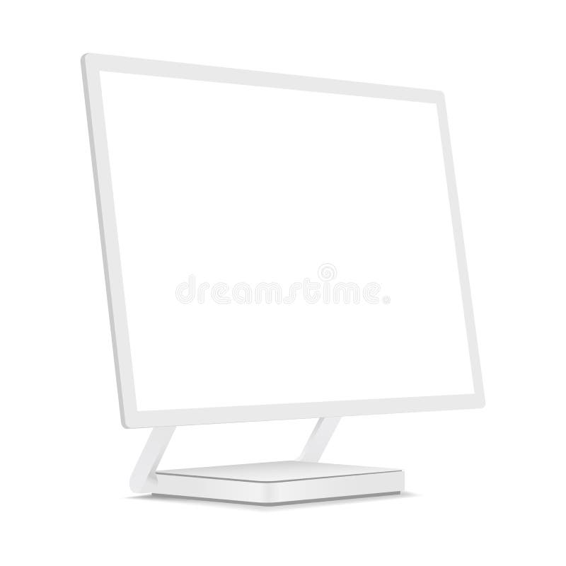 White Monitor Mock Up with Perspective View Stock Vector - Illustration ...
