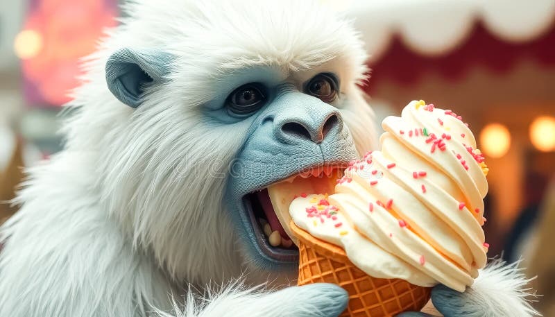 Cute Monkey Sitting Eating Ice Cream Cone Stock Photos - Free & Royalty ...