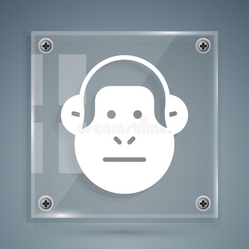 White Monkey Icon Isolated on Grey Background. Animal Symbol. Square ...