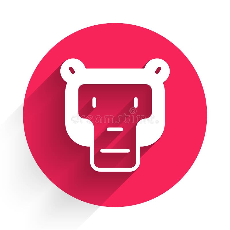 White Monkey Icon Isolated with Long Shadow. Animal Symbol. Red Circle ...