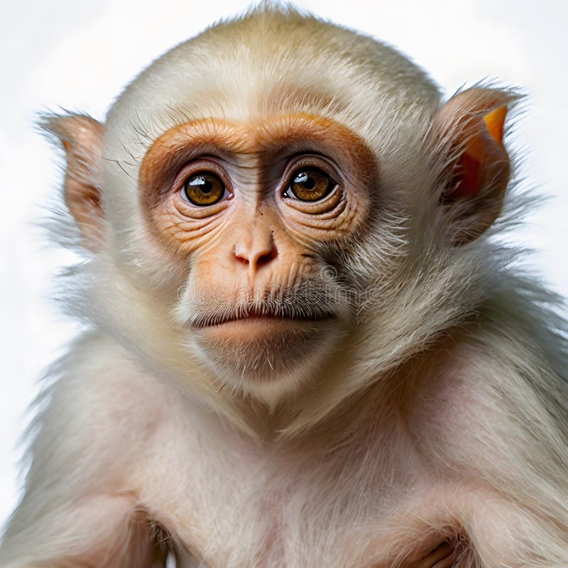 A White Monkey in White Background: Mystic Albino Monkey Portrait with ...